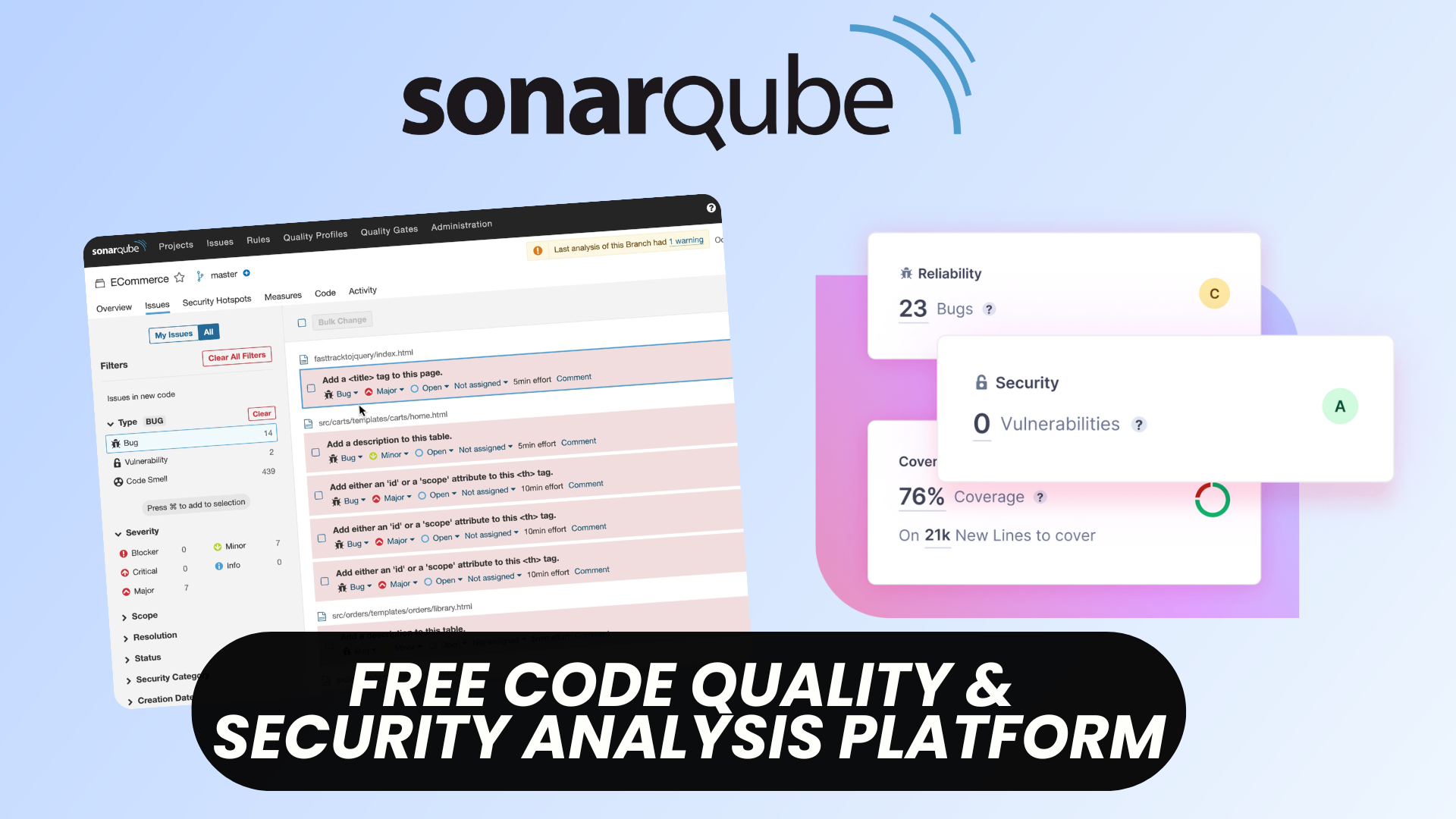 Sonarqube Free Open Source Code Security And Quality Gate Platform