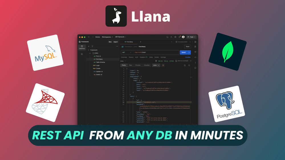 Llana Free Open Source No Code Api Wrapper For Sqlnosql Databases