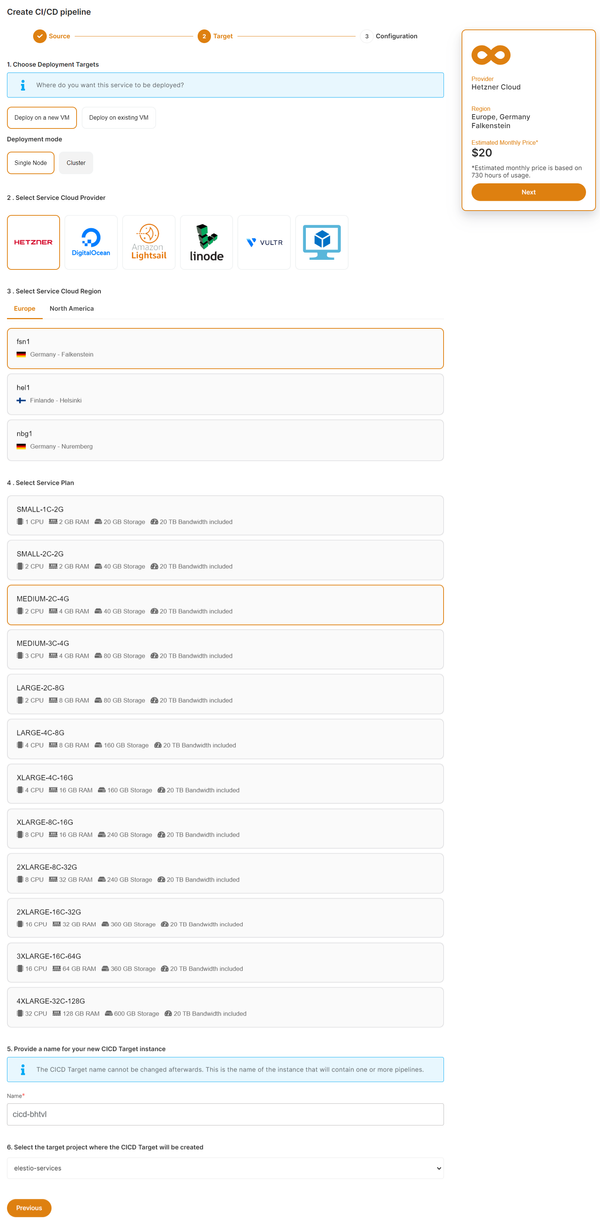 Deploy your own code from GitHub, GitLab and Registries with CI/CD on Elestio